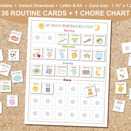 Editable Daily Routine Chore Chart Template for Kids & Toddler - Etsy