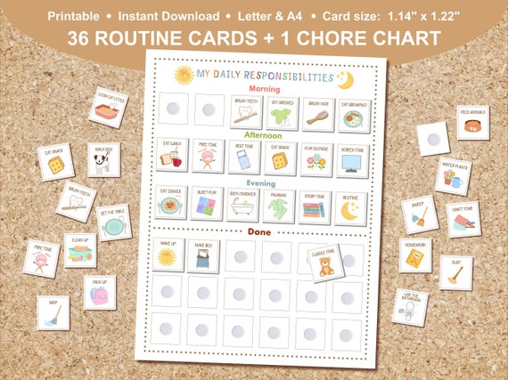 Visual Daily Responsibility Chart With Routine Cards for Kids | Etsy