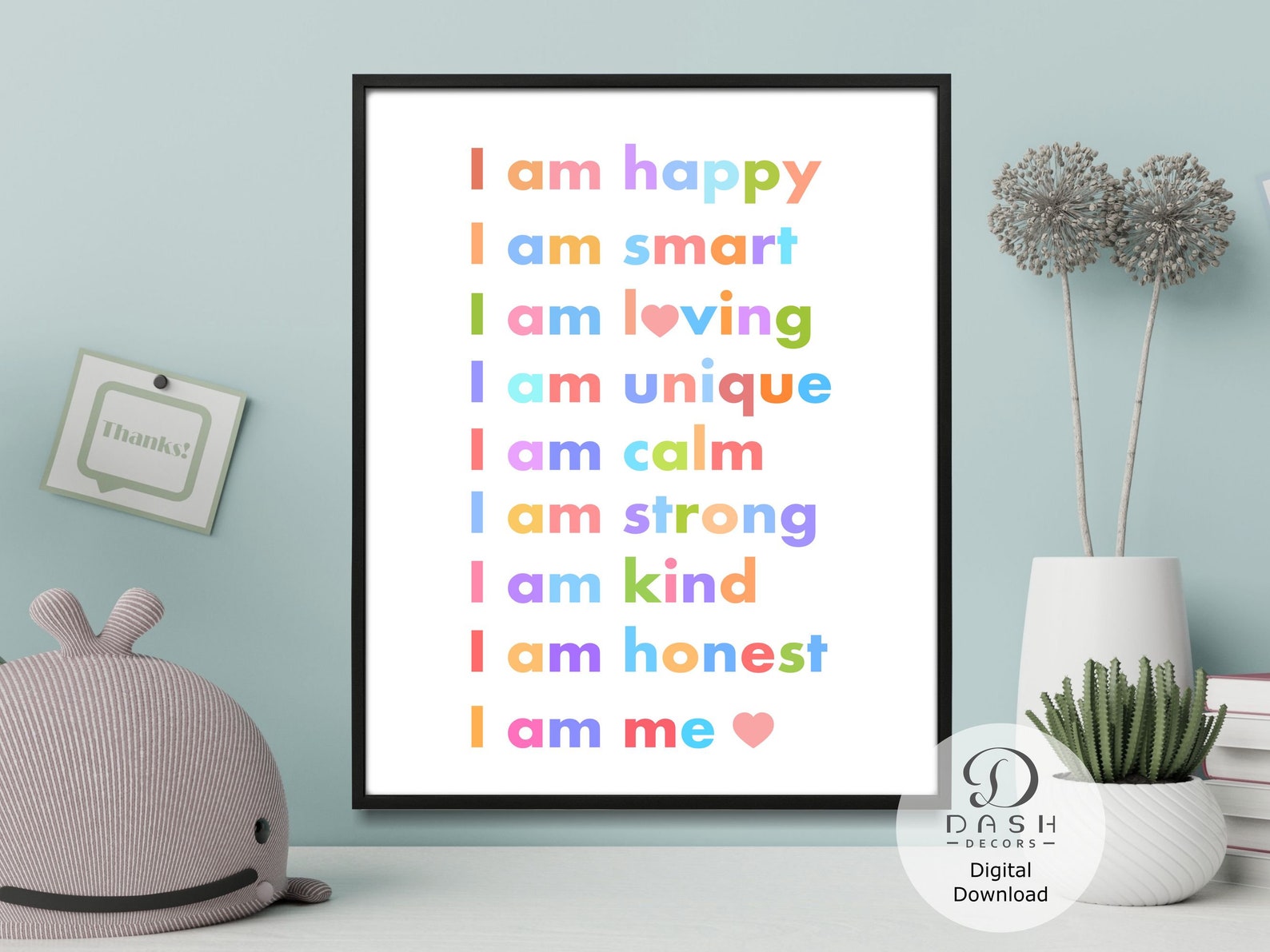 Rainbow Affirmation Wall Art for Kids Daily Affirmation - Etsy