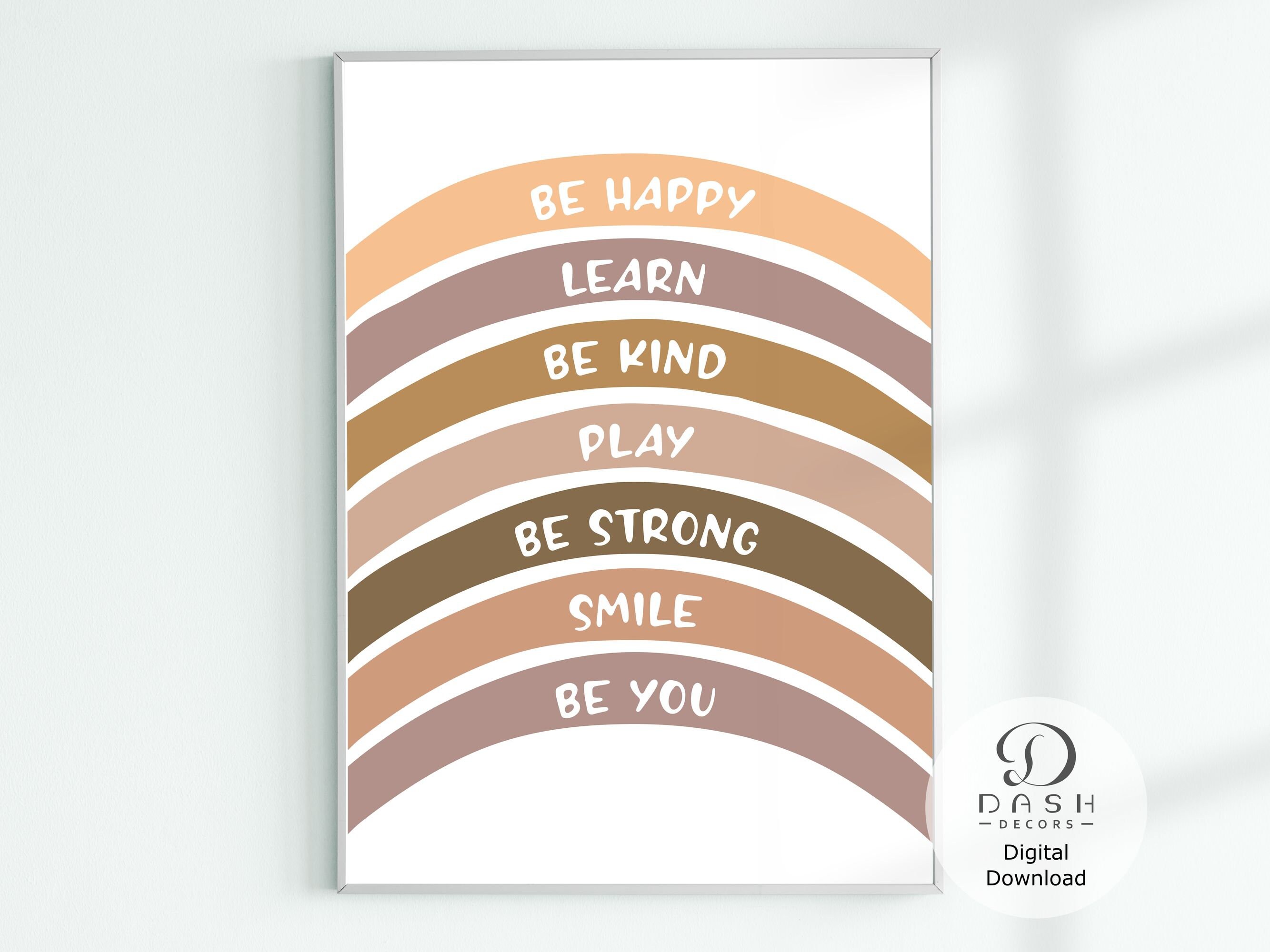 Boho Rainbow Daily Affirmation Wall Art for Kid's Room, Playroom ...
