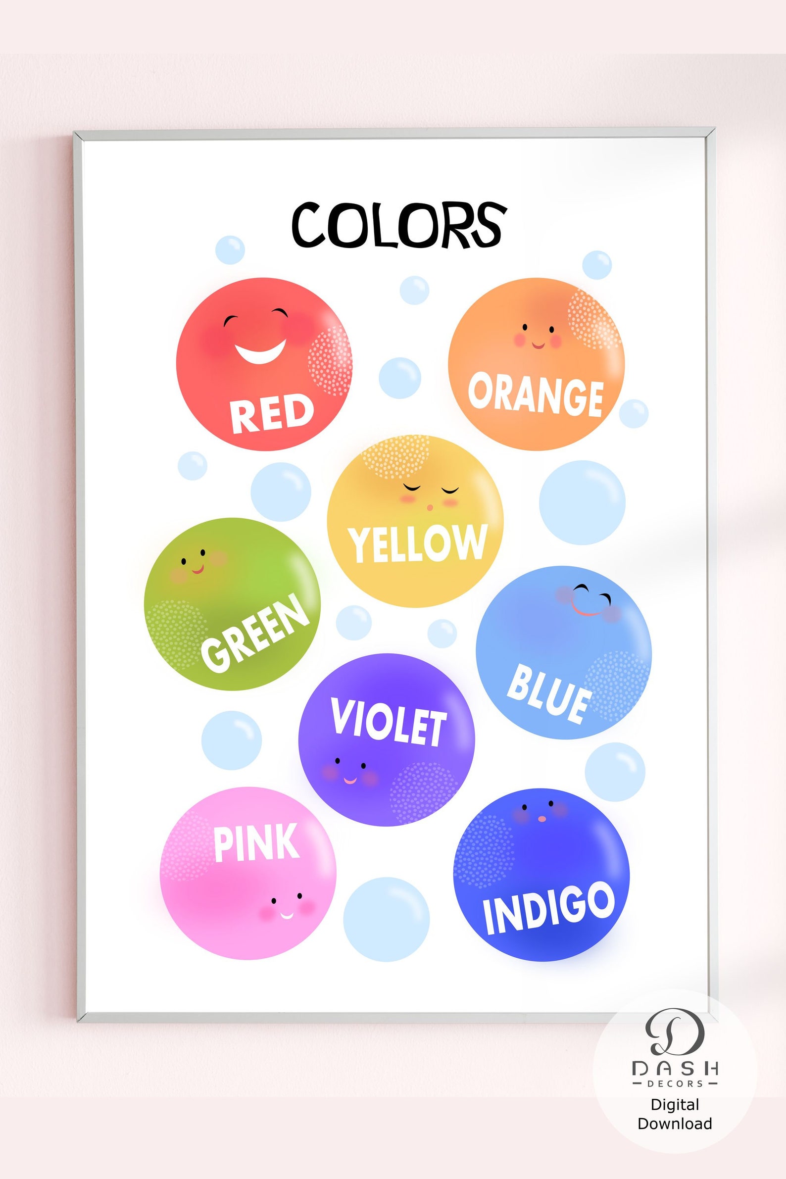 Rainbow Bubble Color Chart Poster for Kids and Toddlers Montessori ...