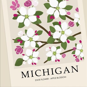 Michigan Flower Market Print With Apple Blossom, State Flower Art ...