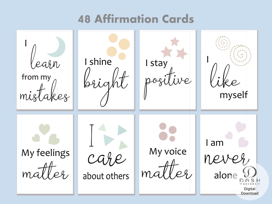 Printable Toddler Affirmation Cards Set for Kids & Toddlers Set of 48 ...
