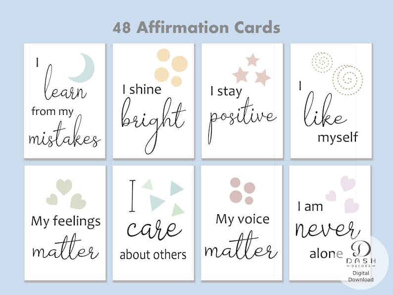 Printable Toddler Affirmation Cards Set for Kids & Toddlers Set of 48 ...