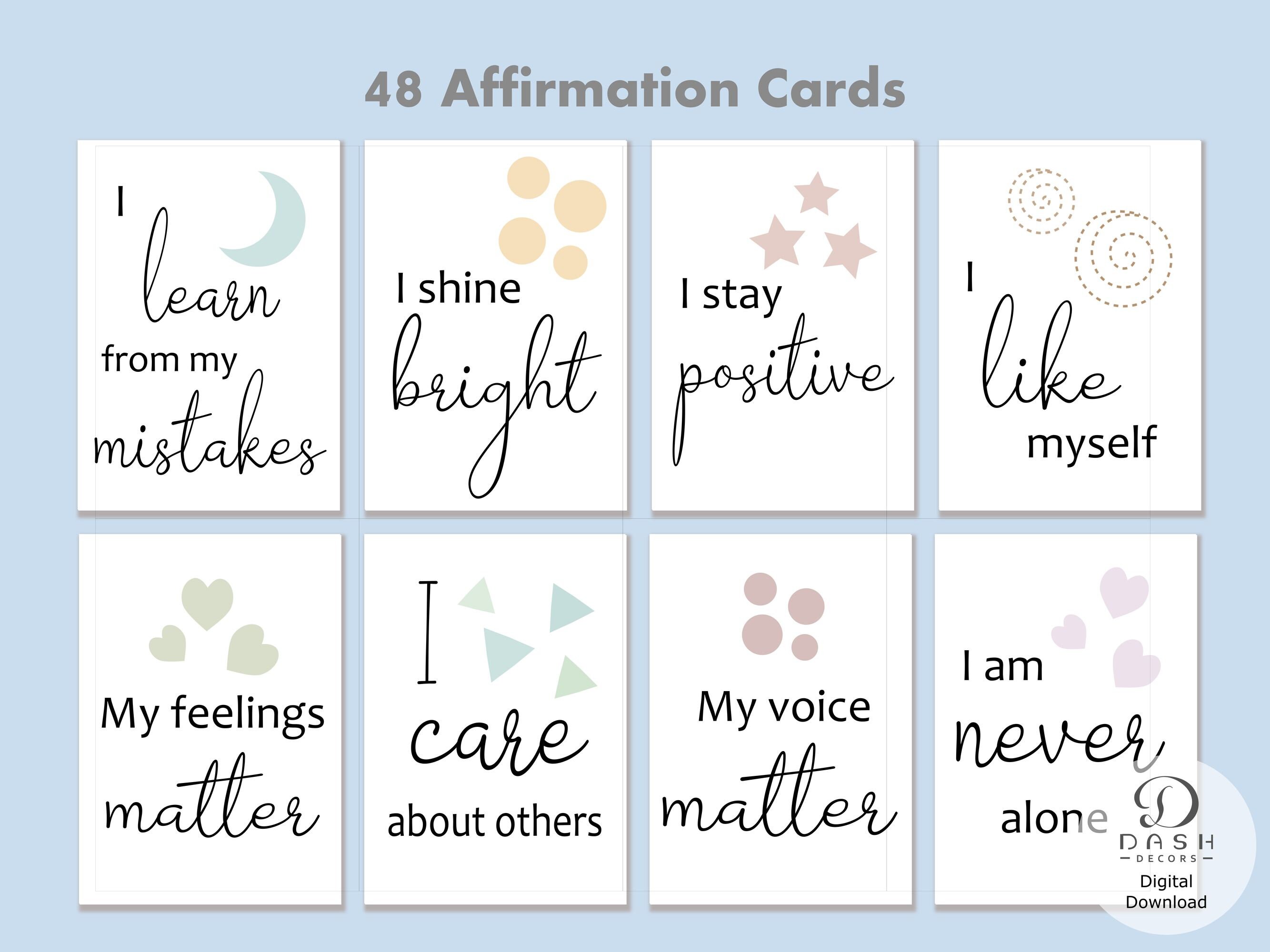 Printable Toddler Affirmation Cards Set for Kids & Toddlers Set of 48 ...
