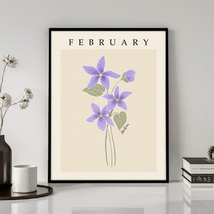 February Violet Birth Month Flower Print | Personalized Birth Flower ...
