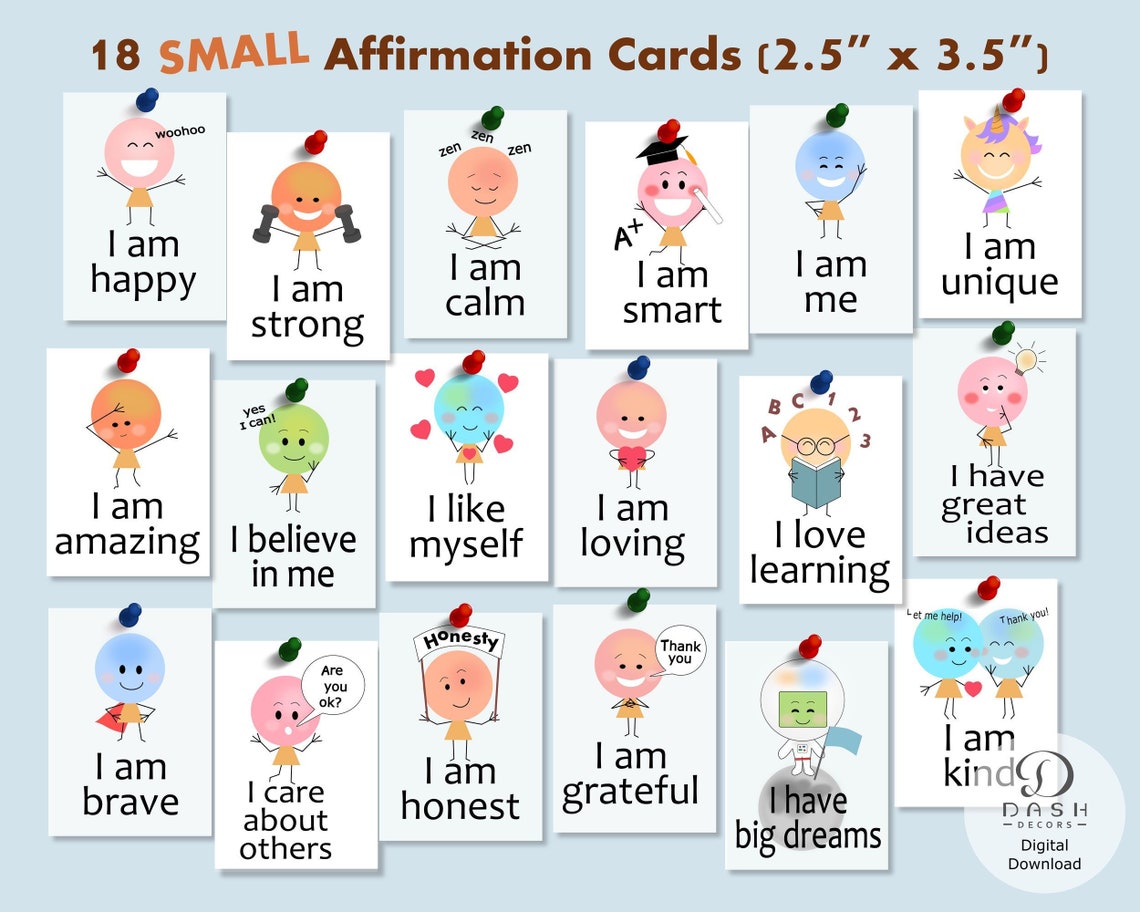 Printable Daily Affirmation Cards for Kids Digital - Etsy