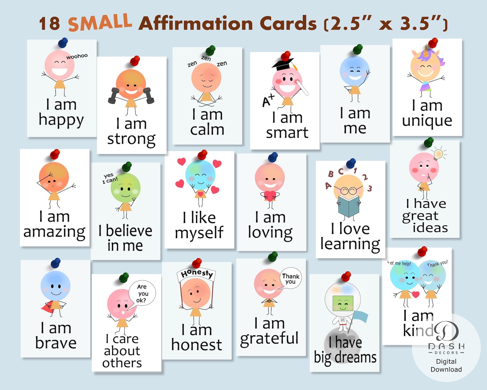 Printable Daily Affirmation Cards for Kids Digital - Etsy