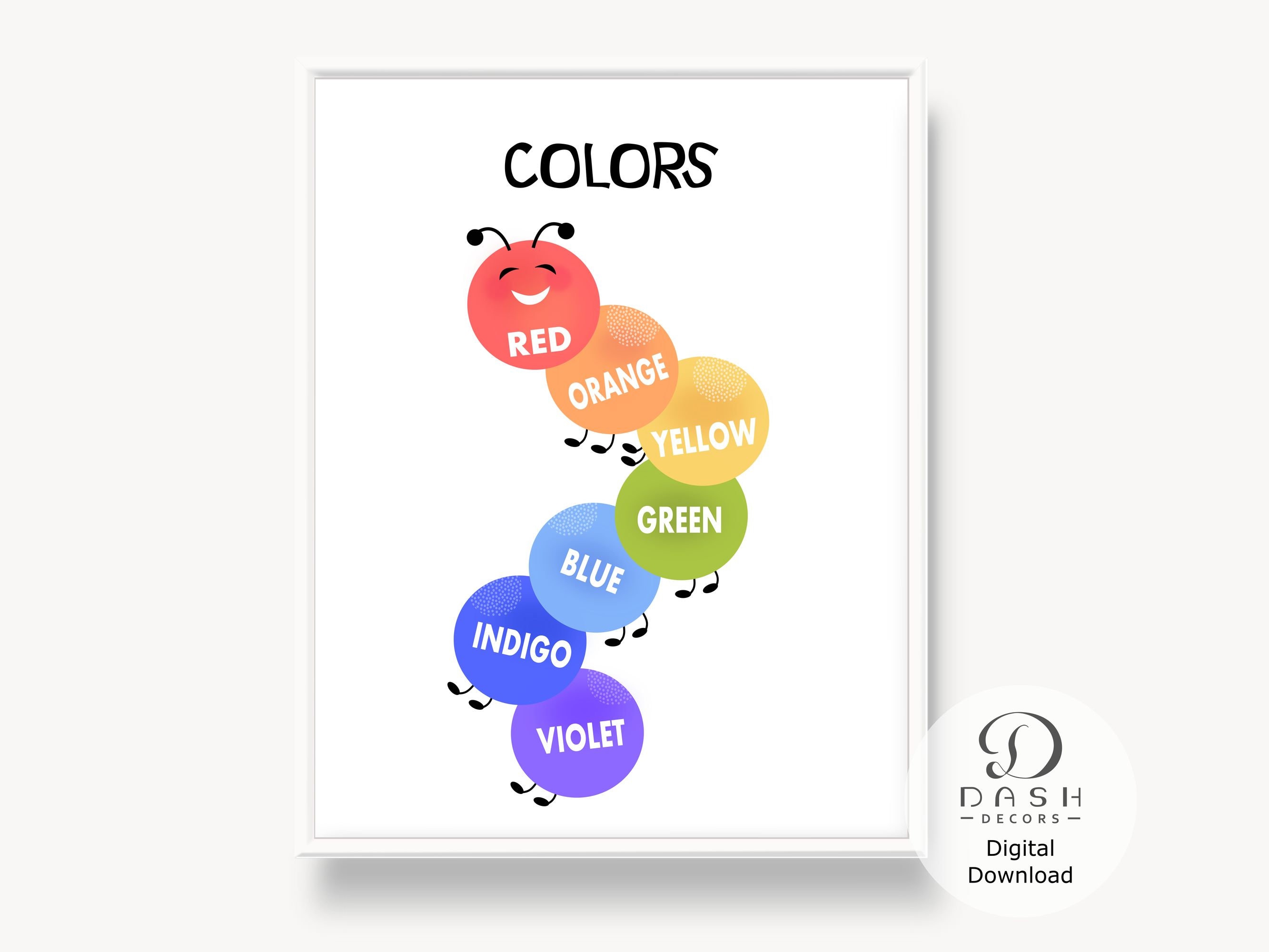 Learning Printable Color Chart & Poster for Pre K Learning Montessori ...