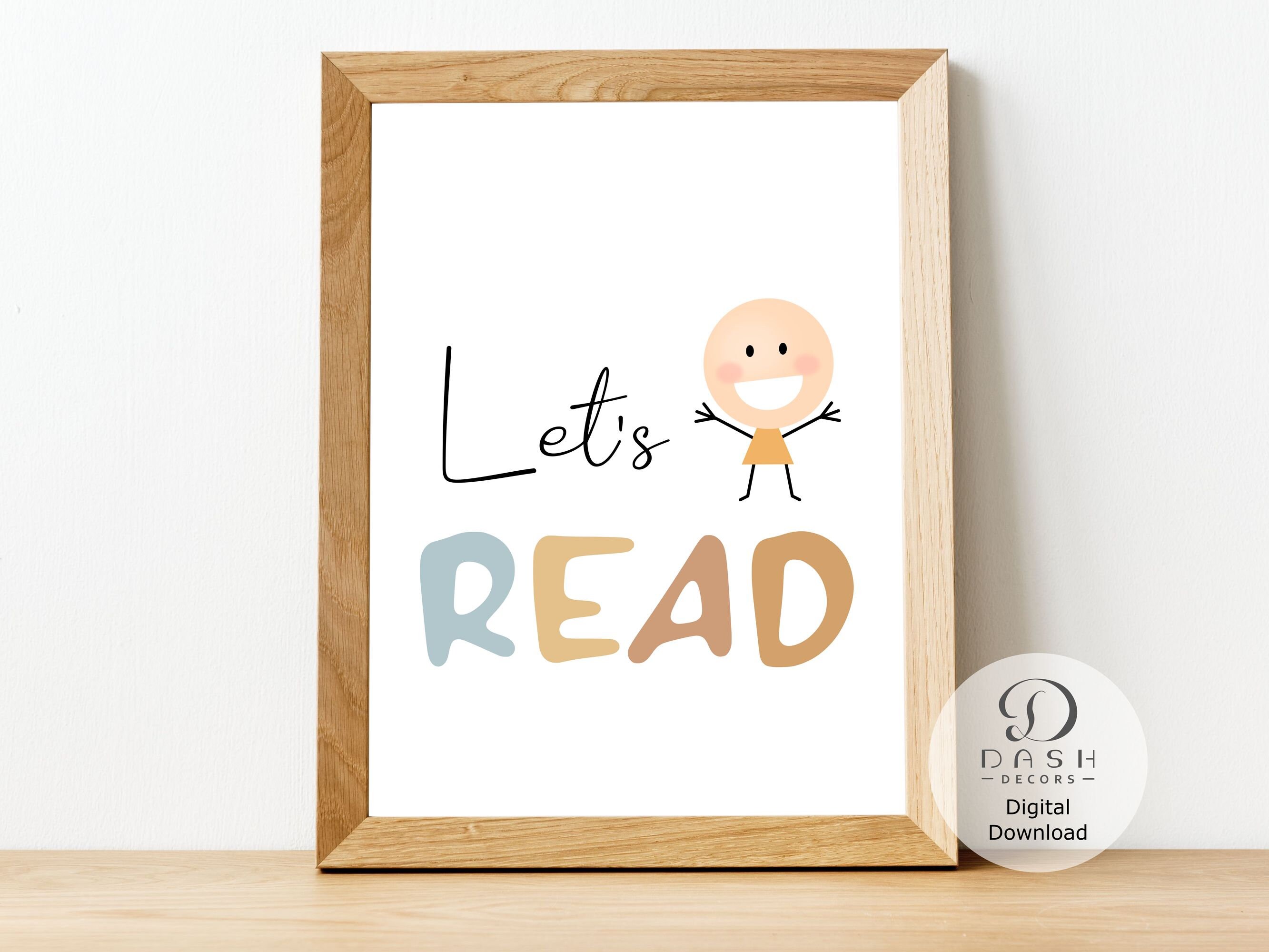 Let's Read Printable Sign & Wall Art, Boho Let's Read Poster for Kid's ...
