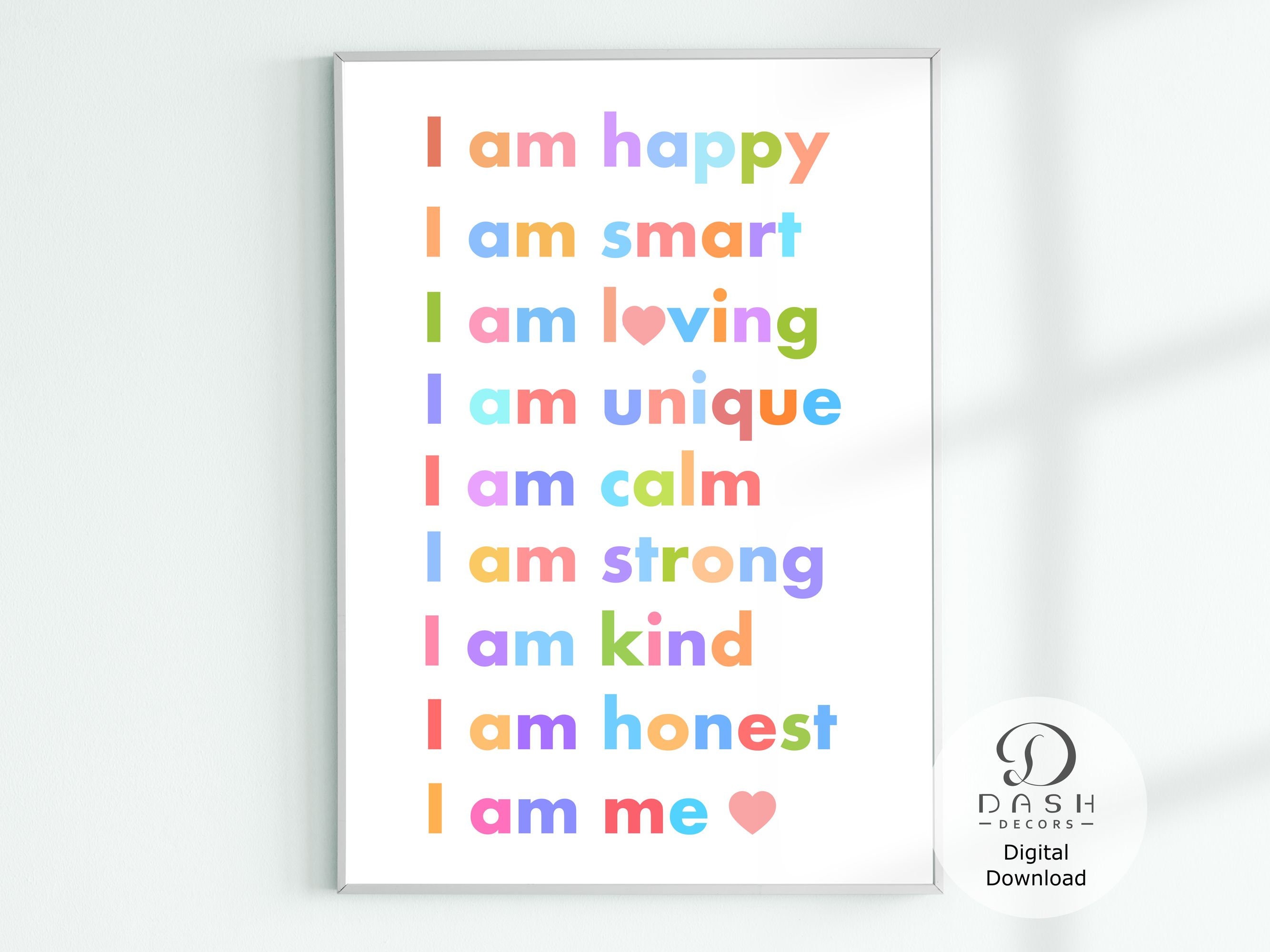 Rainbow Affirmation Wall Art for Kids Daily Affirmation - Etsy