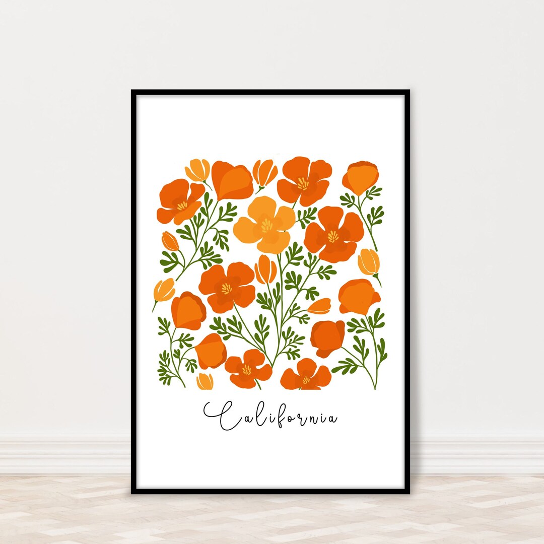 California Poppy Flower Art Print, California Flower Market Print ...