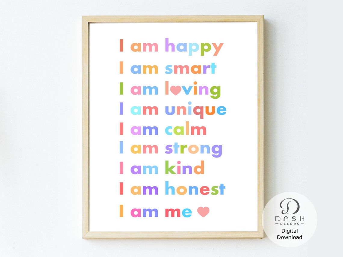 Rainbow Affirmation Wall Art for Kids Daily Affirmation - Etsy