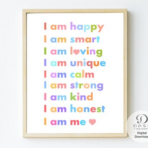 Rainbow Affirmation Wall Art for Kids - Daily Affirmation Printable ...