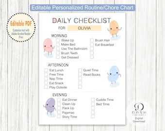 Editable Chore & Routine Chart for Kids Digital Daily - Etsy