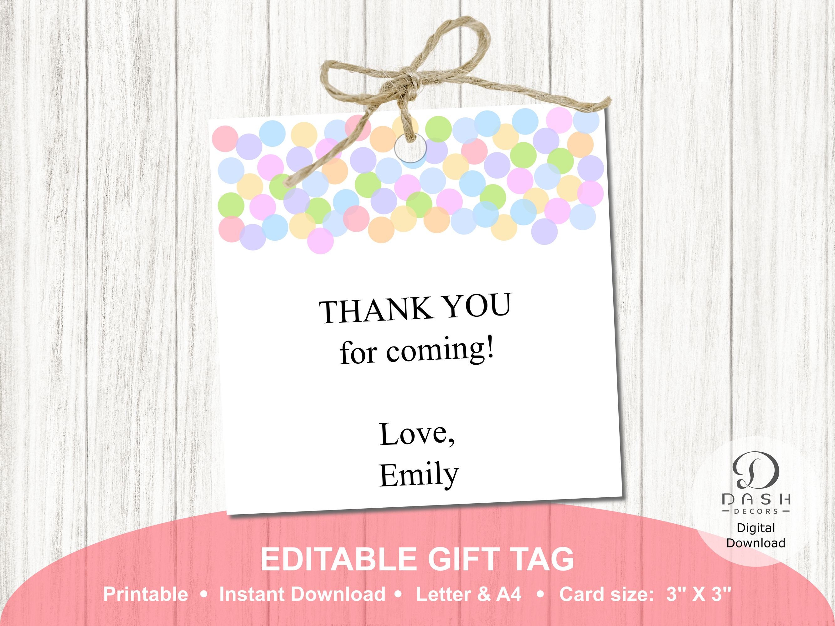 Editable Gift Tags Printable Pastel Confetti Custom Printable Gift Tags ...