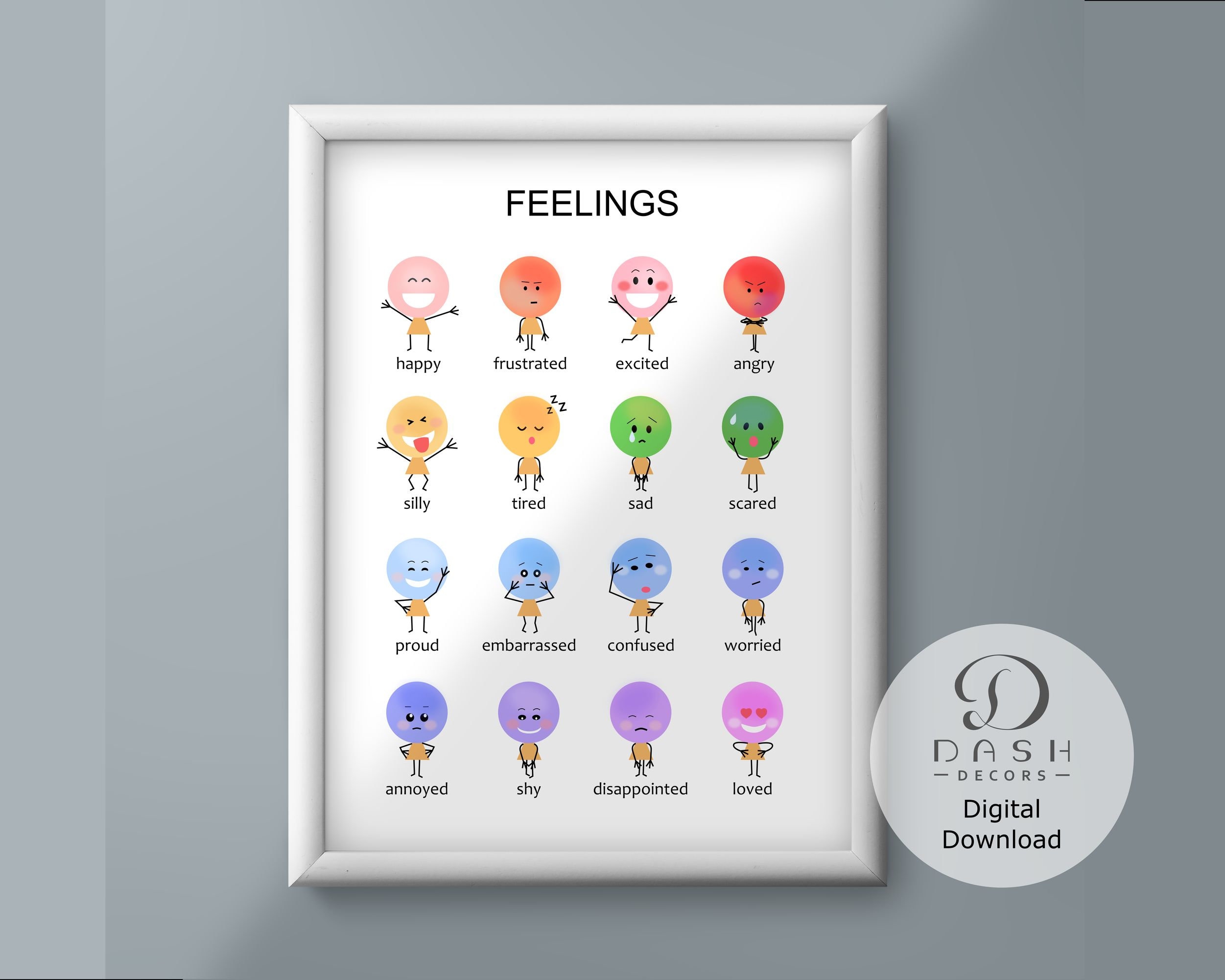 Printable Emotion Chart Poster for Kid and Montessori - Etsy Canada