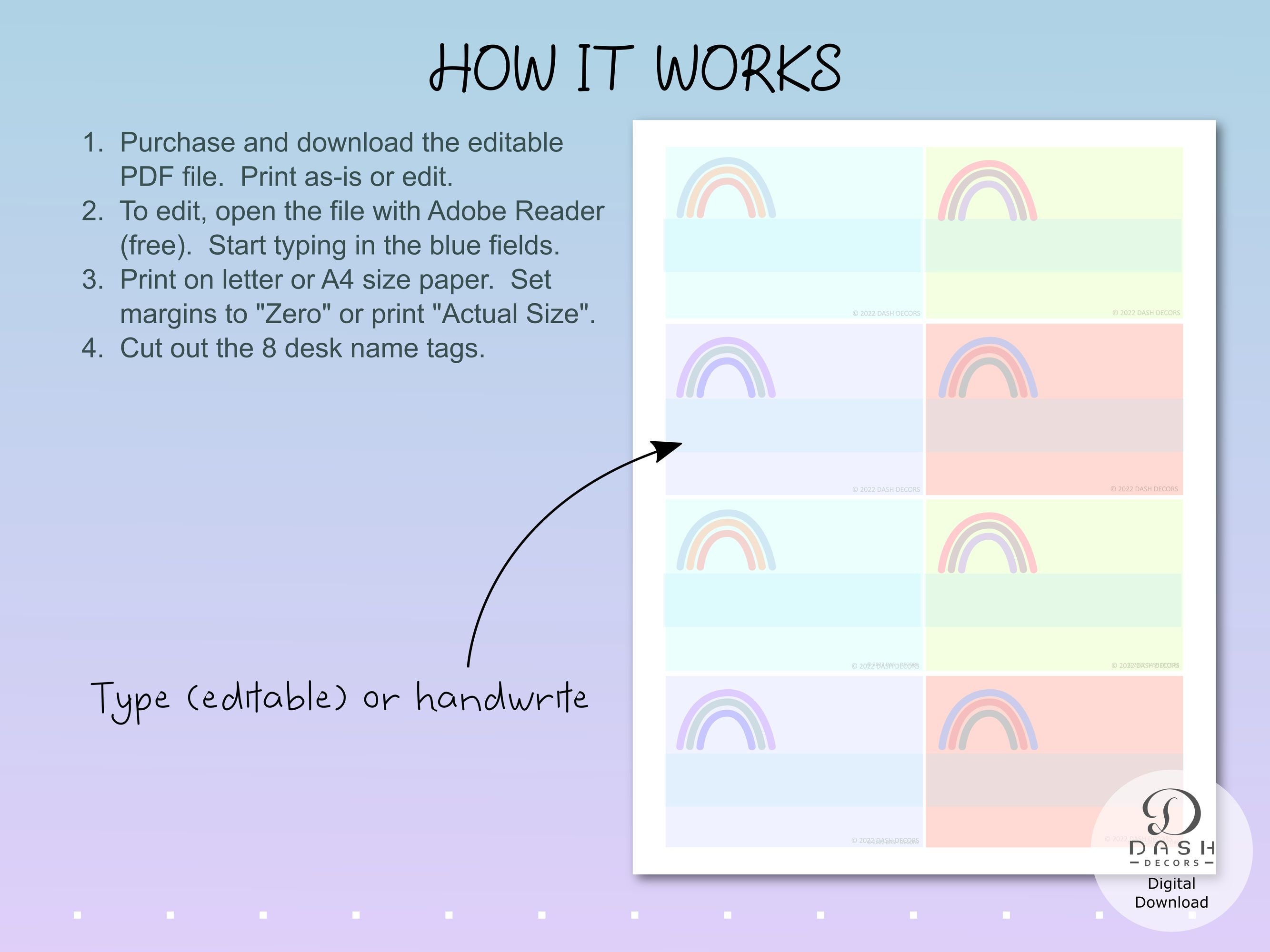 Editable Rainbow Student Name Tags, Classroom Name Tags for Classroom ...