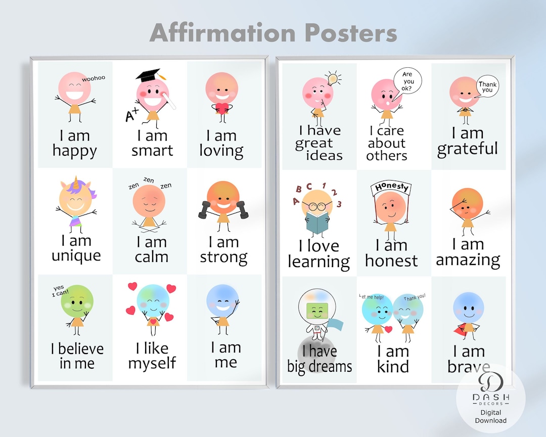 Affirmation Wall Art, Set of 2, Words of Affirmation, Daily Affirmation ...