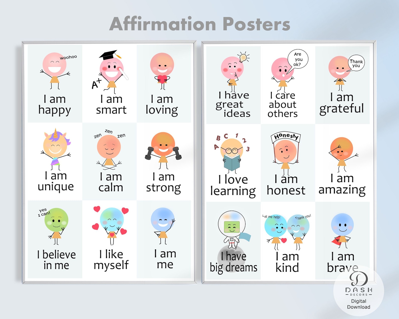 Affirmation Wall Art Set of 2 Words of Affirmation Daily - Etsy
