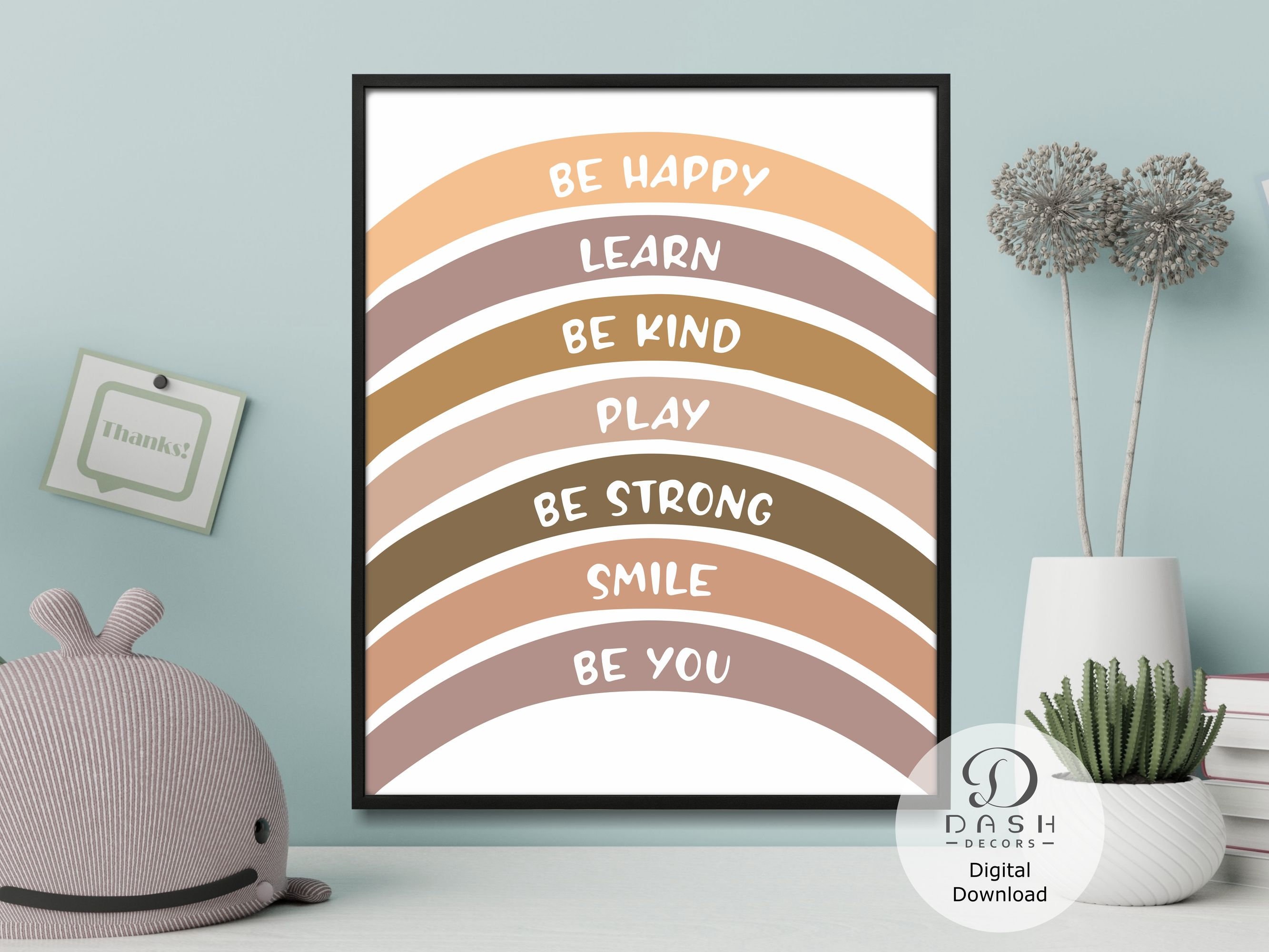 Boho Rainbow Daily Affirmation Wall Art for Kid's Room, Playroom ...