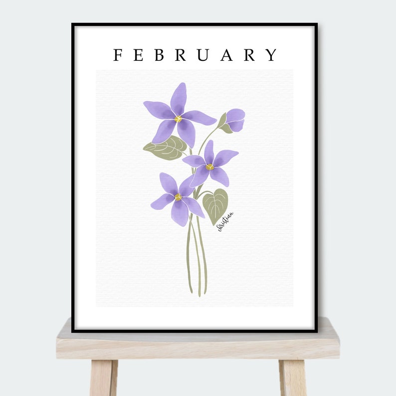 February Violet Birth Month Flower Print Personalized Birth Flower Gift ...