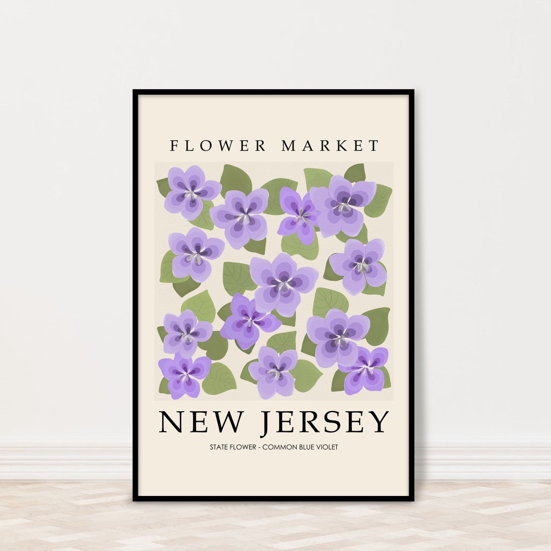 New Jersey Common Blue Violet Flower Market Art Print, New Jersey State ...
