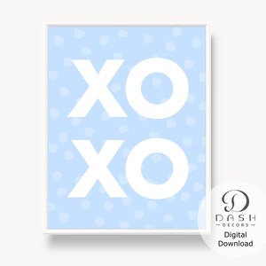 XOXO Sign Printable Art Poster Blue XOXO Wall Art Print Love Quote ...