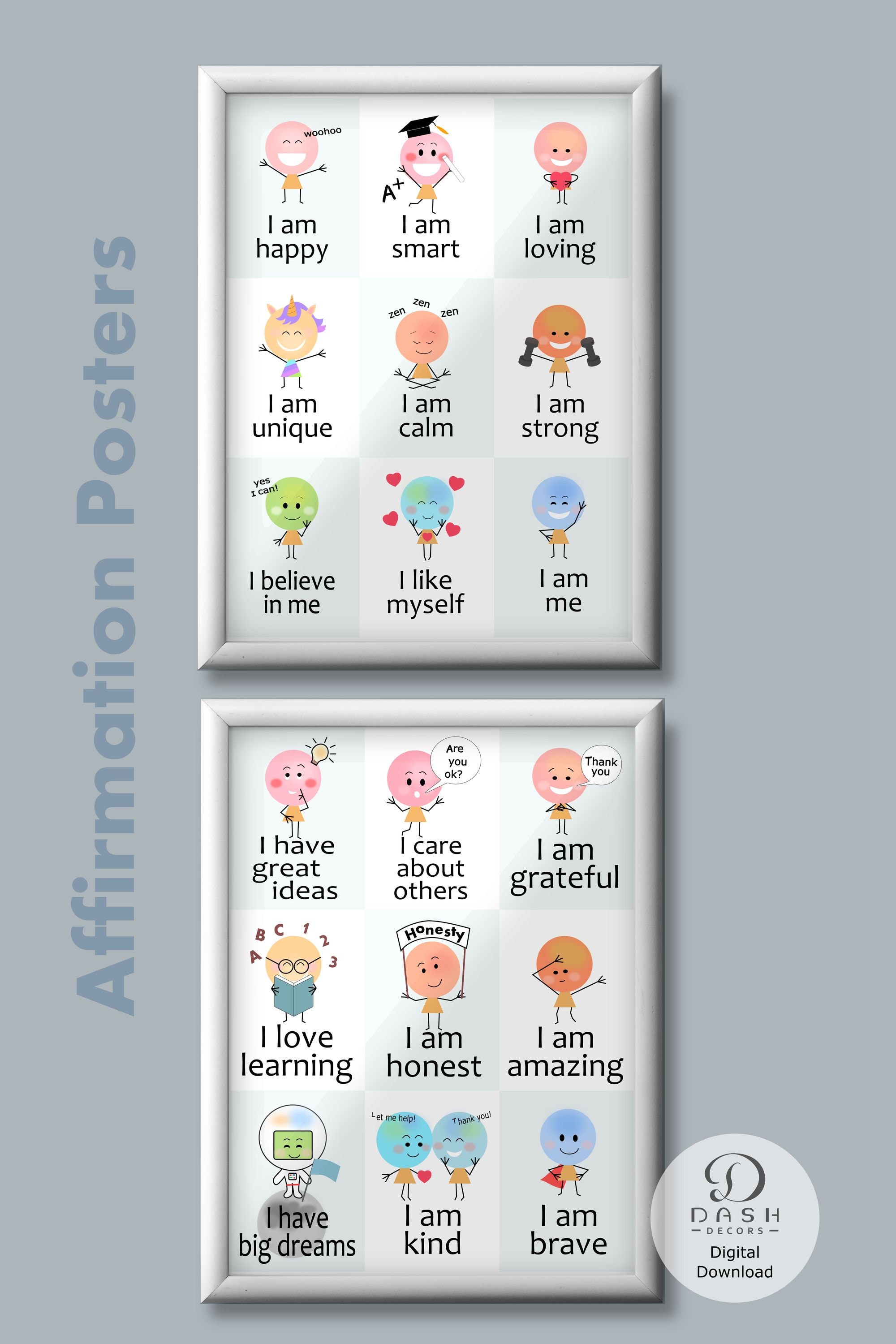 Affirmation Wall Art Set of 2 Words of Affirmation Daily - Etsy