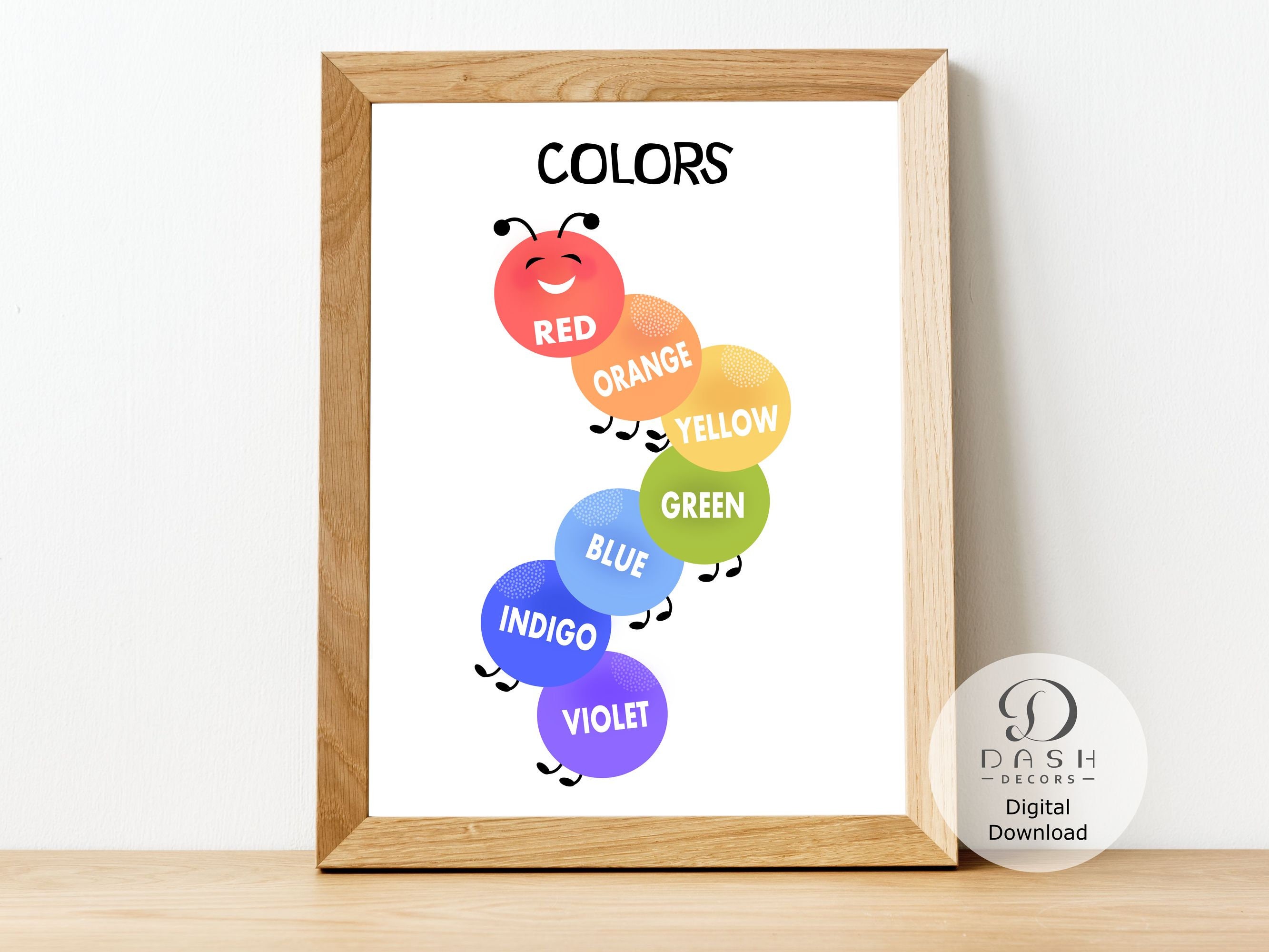 Learning Printable Color Chart & Poster for Pre K Learning Montessori ...