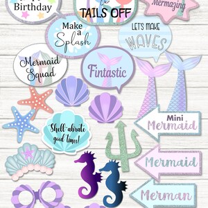Mermaid Photo Booth Props for Mermaid Birthday Party, DIY Printable ...