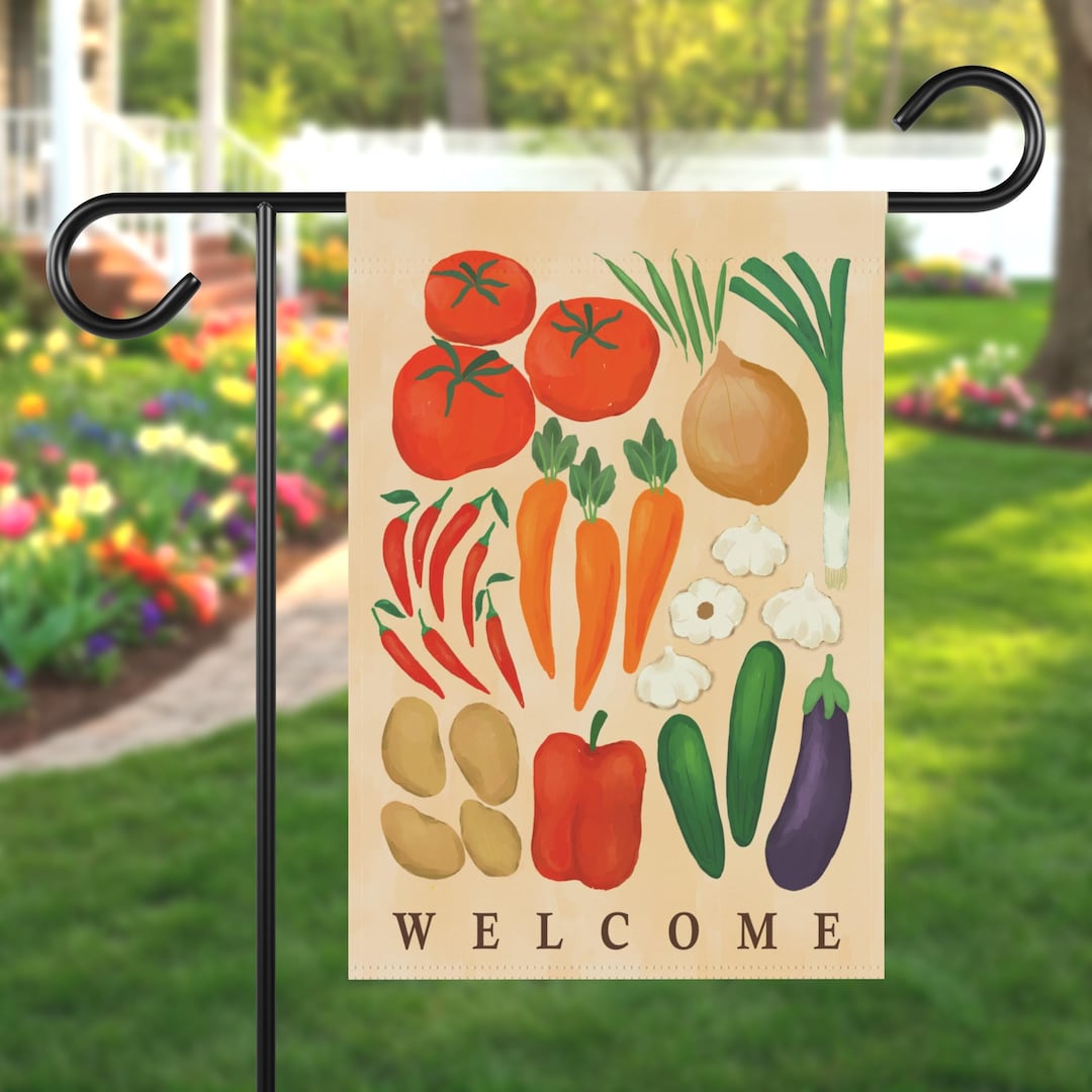 Garden Vegetables Welcome Garden Flag and House Flag | Outdoor Yard and ...