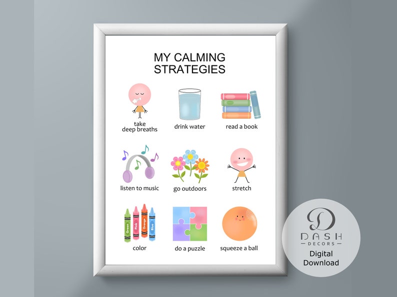 My Calming Strategies Chart & Poster for Kids Feelings - Etsy