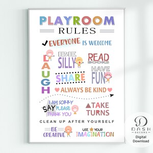 Playroom Rules - Printable Wall Art & Poster for Kids - Digital ...