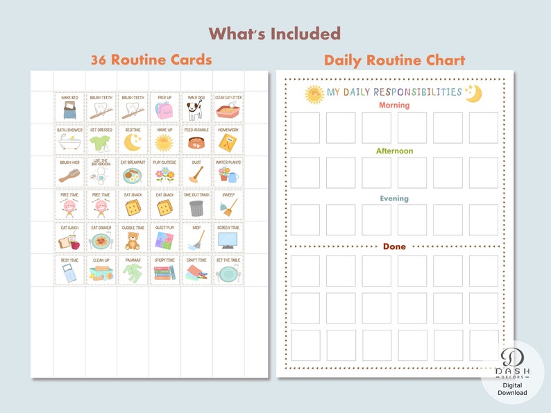 Visual Daily Responsibility Chart With Routine Cards for Kids | Etsy