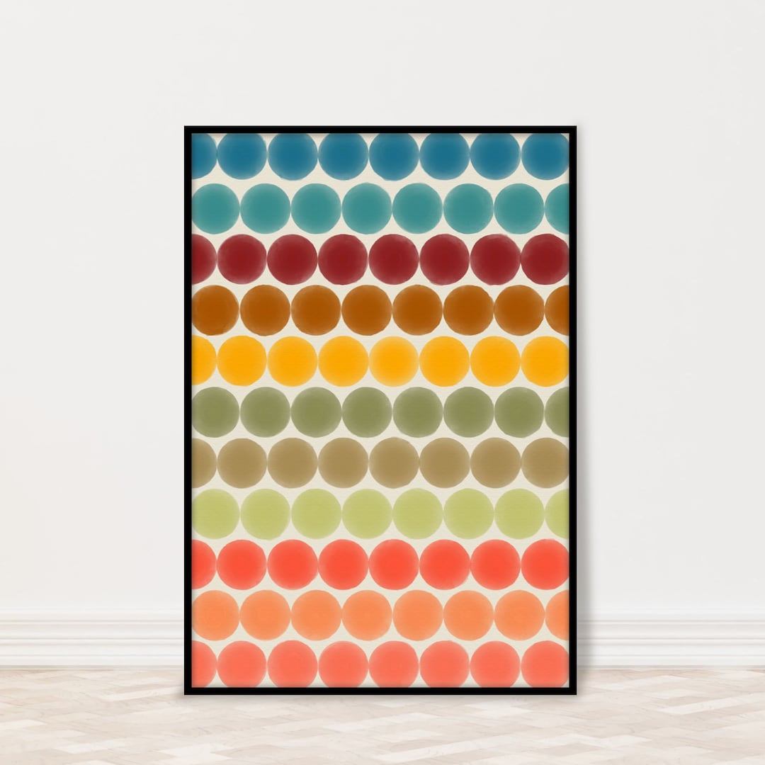 Retro Dots Art Print, Large Modern Colorful Statement Art, Trendy Retro ...