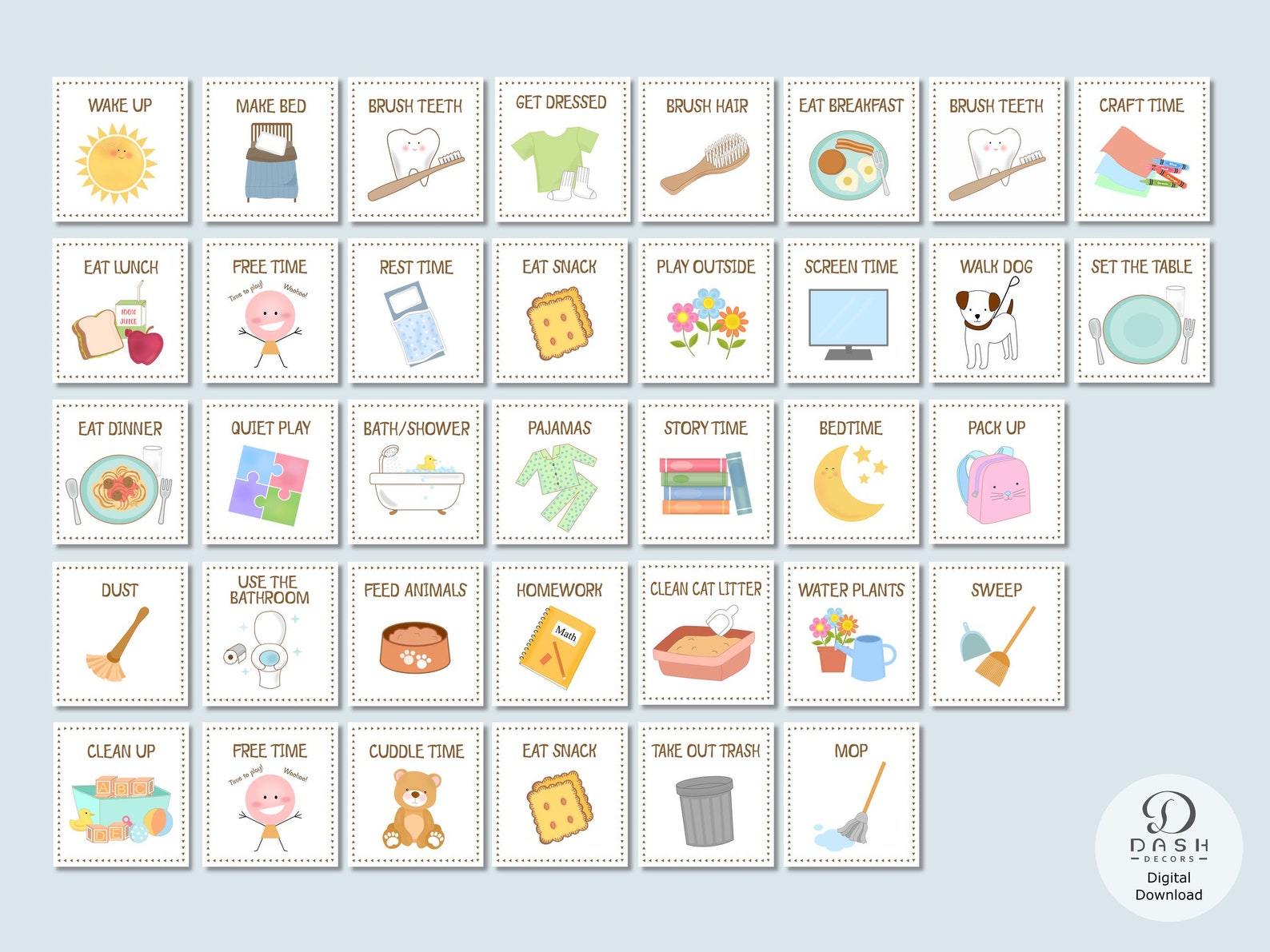 Visual Daily Responsibility Chart With Routine Cards for Kids | Etsy