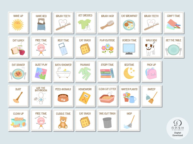Visual Daily Responsibility Chart With Routine Cards for Kids | Etsy