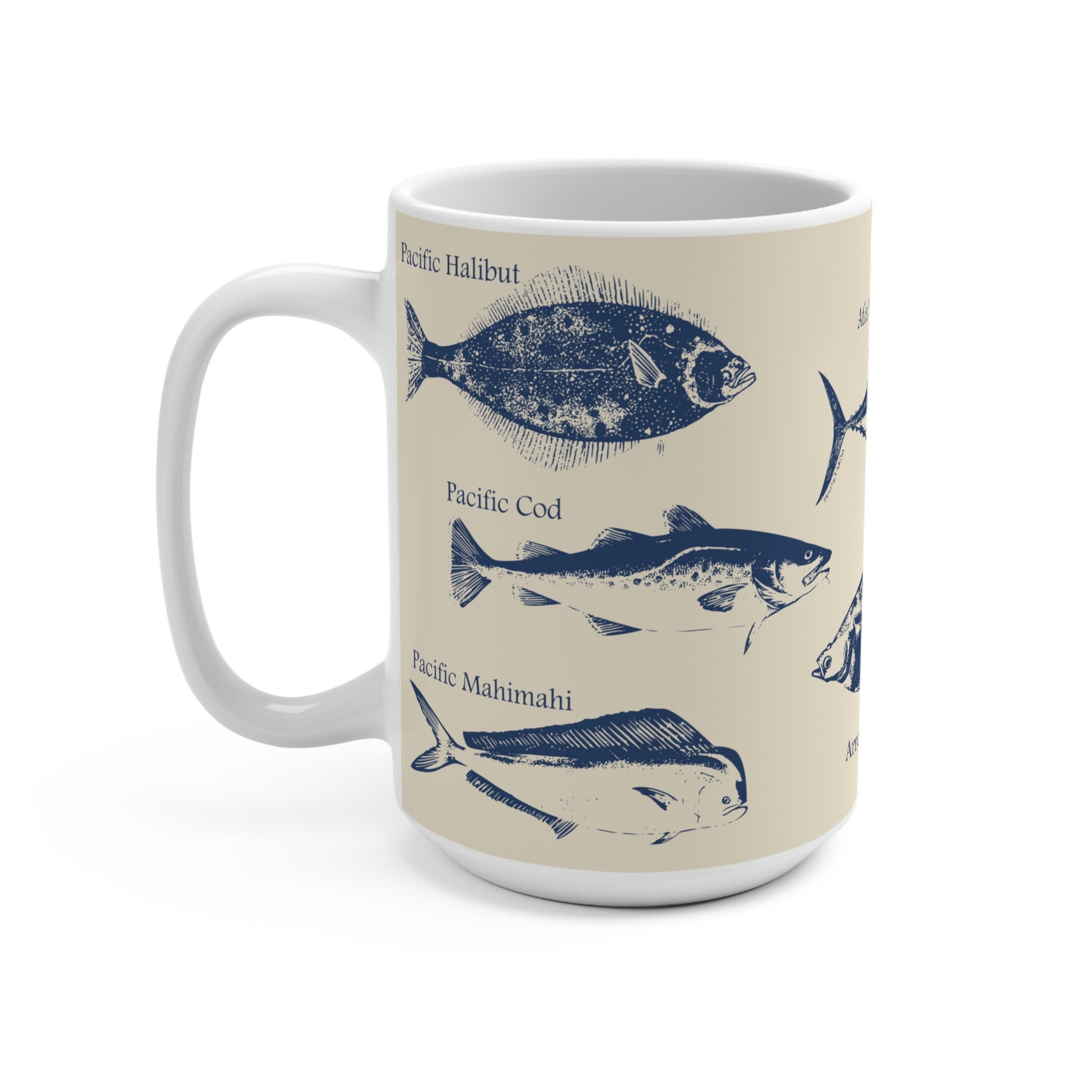 Blue Fish Coffee Mug 15oz Large Handle Tea Mug Birthday Gift - Etsy