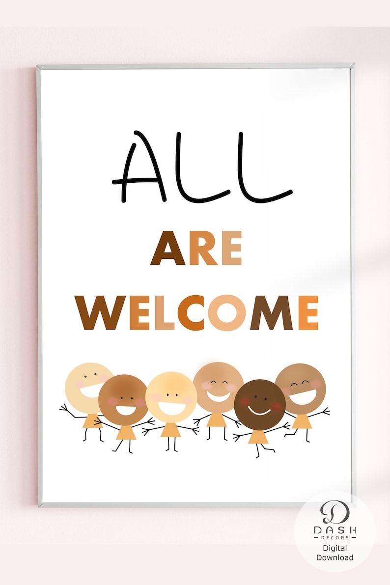 All Are Welcome Here Sign for Classroom & Preschool All Are - Etsy