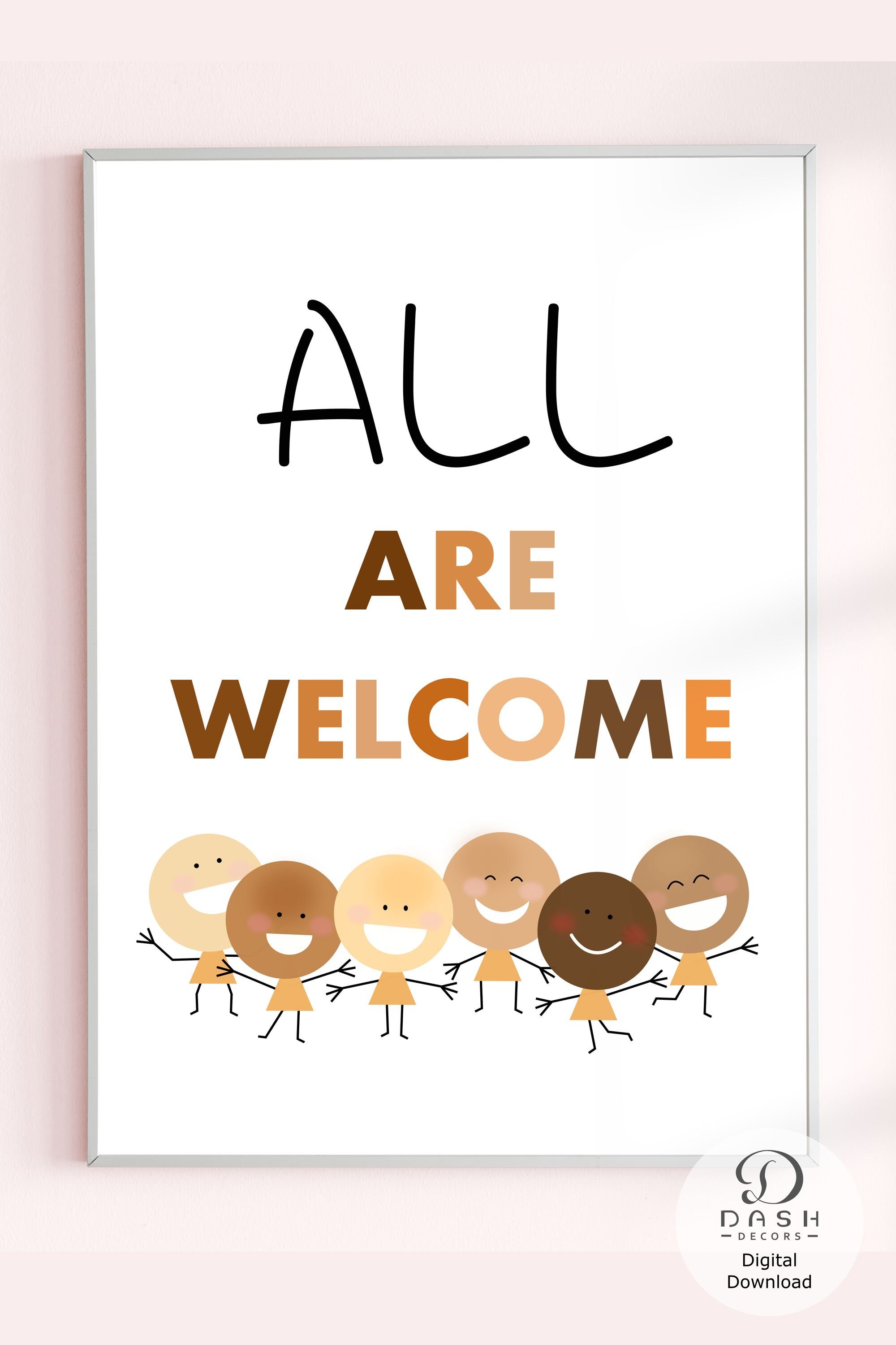 All Are Welcome Here Sign for Classroom & Preschool All Are - Etsy