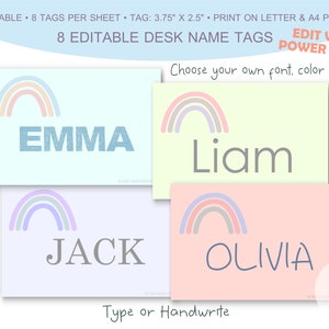 Editable Rainbow Classroom Name Tags for Classroom Desk, Desk Name Tags ...