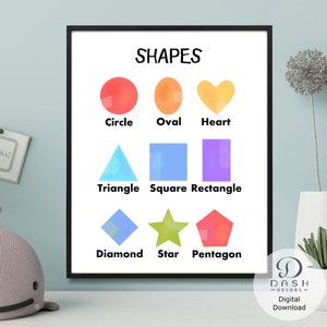 Geometric Shapes Printable Poster & Chart - Rainbow Color Montessori ...