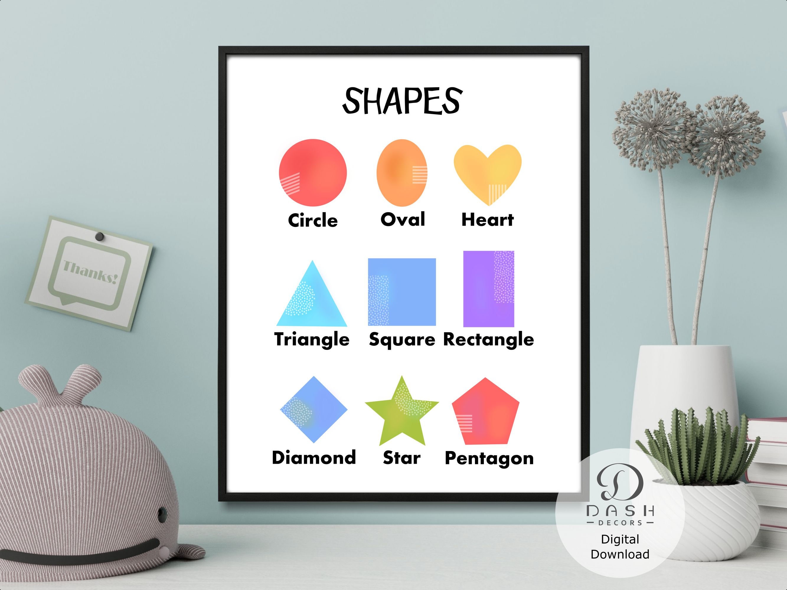 Geometric Shapes Printable Poster & Chart Rainbow Color Montessori ...
