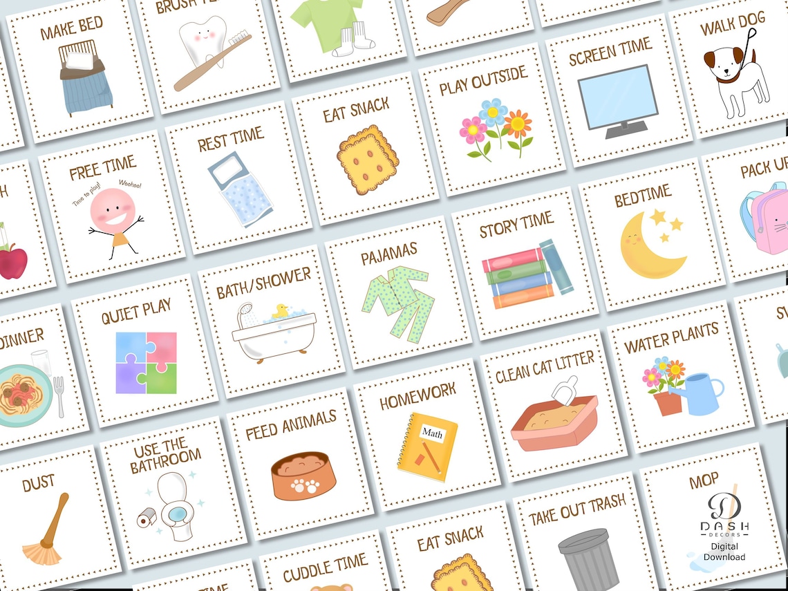 Visual Daily Responsibility Chart With Routine Cards for Kids | Etsy