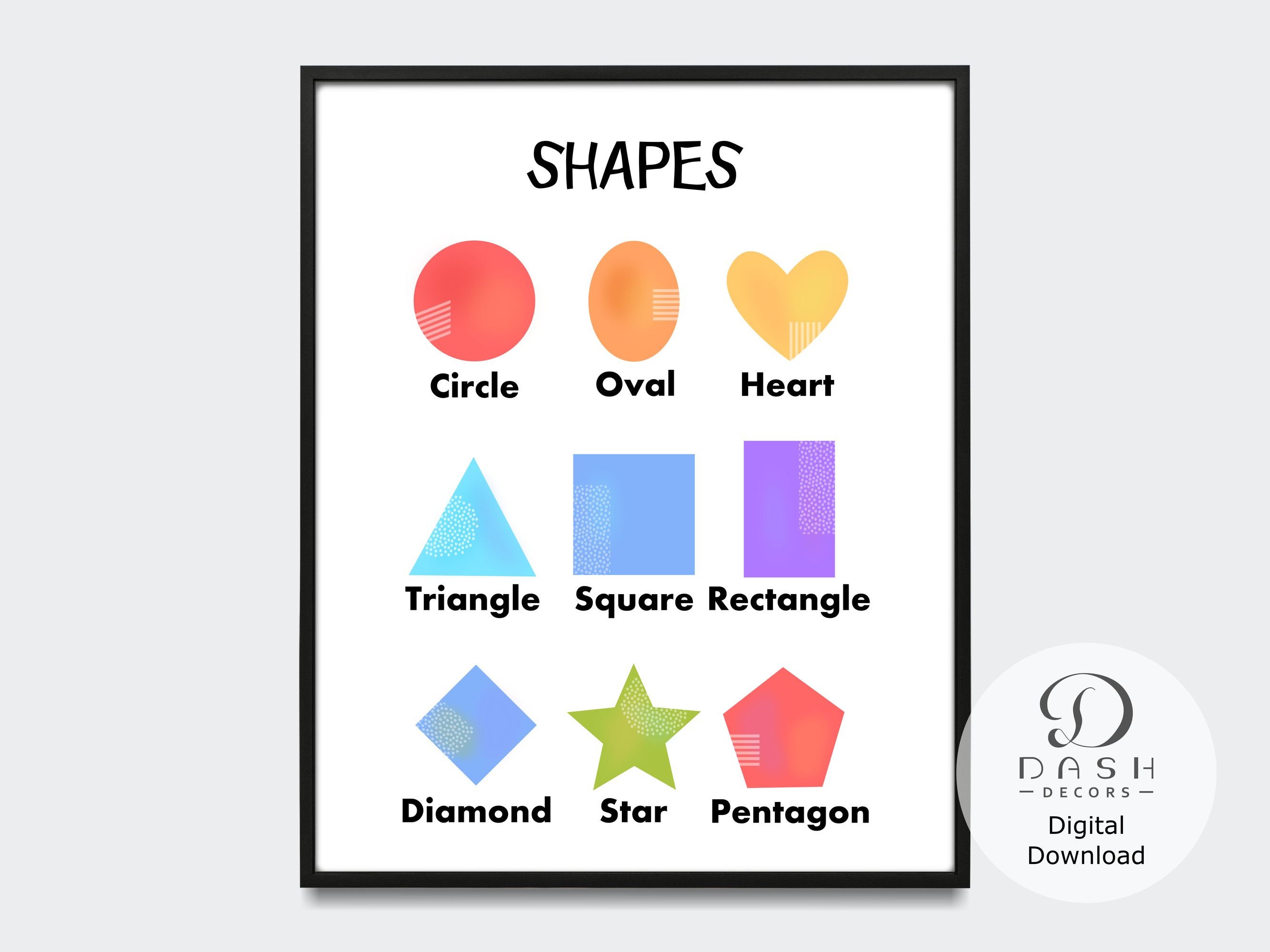 Geometric Shapes Printable Poster & Chart - Rainbow Color Montessori ...