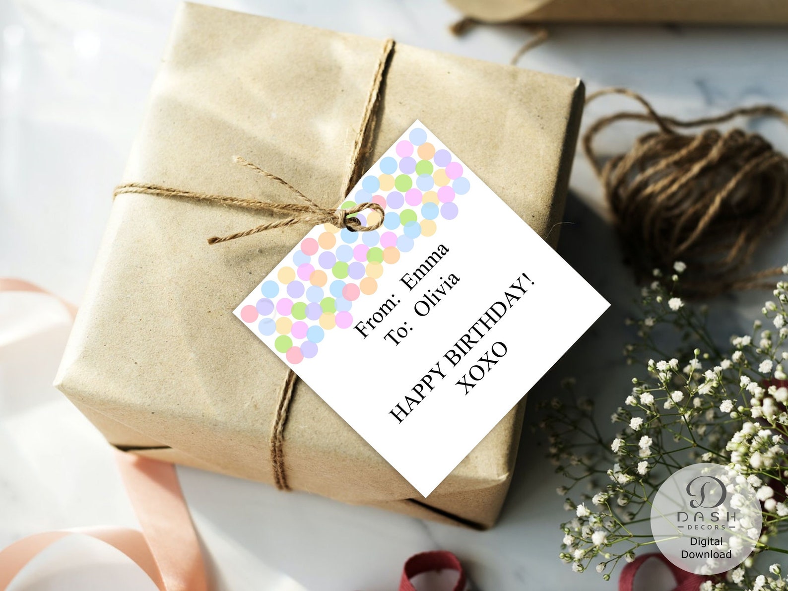 Editable Gift Tags Printable Pastel Confetti Custom Printable Gift Tags ...