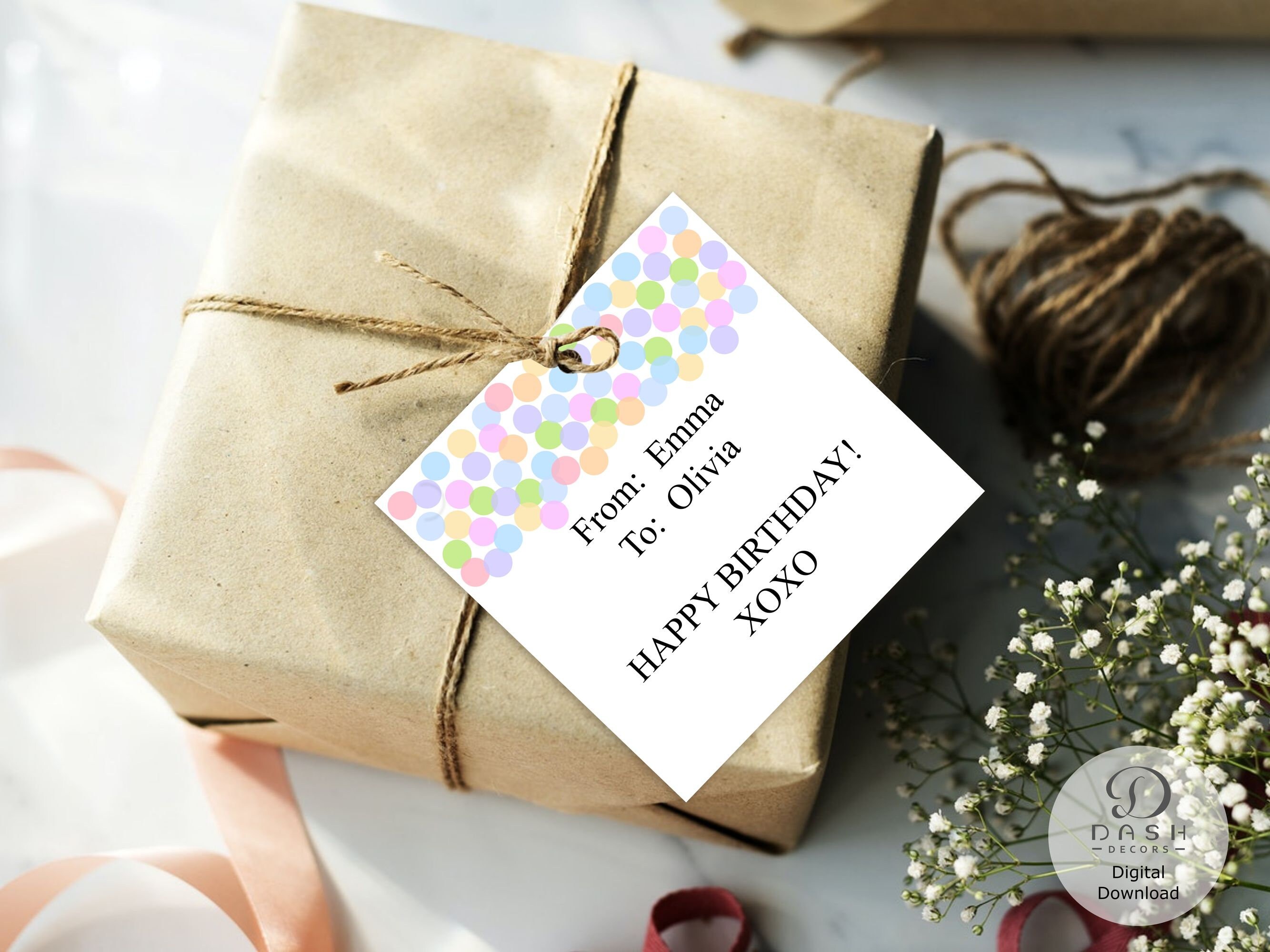 Editable Gift Tags Printable Pastel Confetti Custom Printable Gift Tags ...