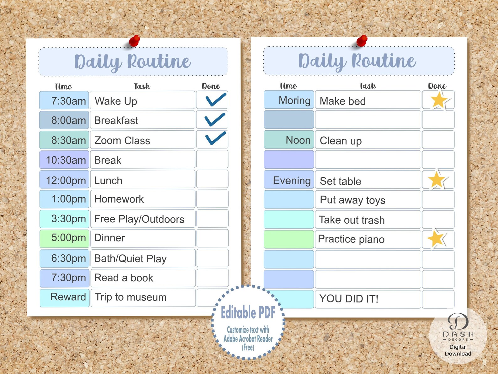 Editable Daily Routine Printable Chart for Kids Chore, Rhythm, Potty ...