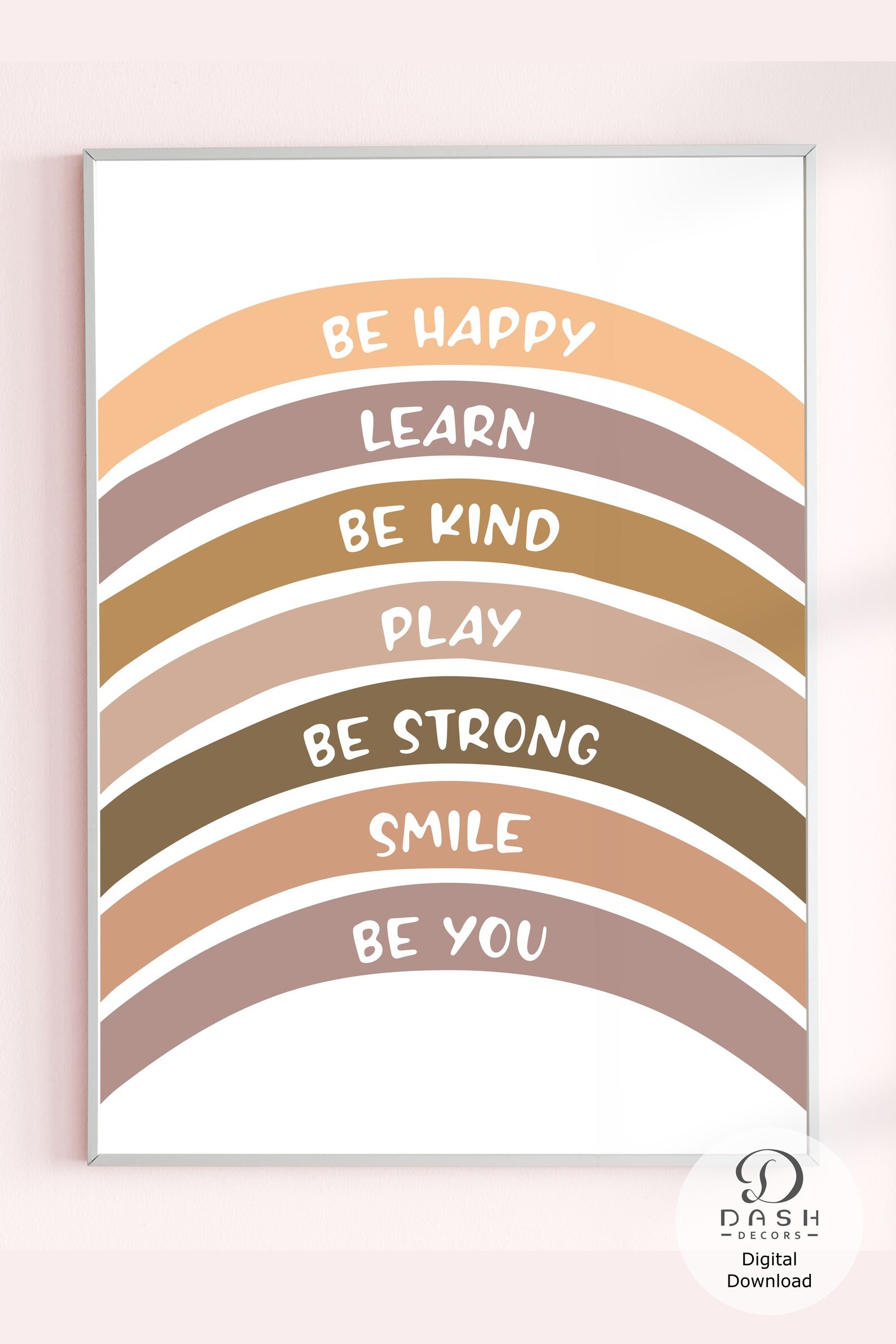 Boho Rainbow Daily Affirmation Wall Art for Kid's Room, Playroom ...